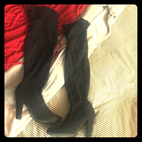 Steve Madden | Shoes | Steve Madden Thigh High Black High Heeled Boots ...